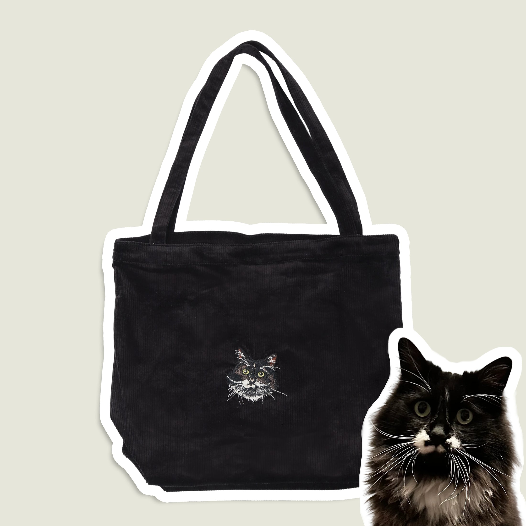 Custom Embroidered Pet Portrait Canvas Tote Bag – CustomMyBuddy