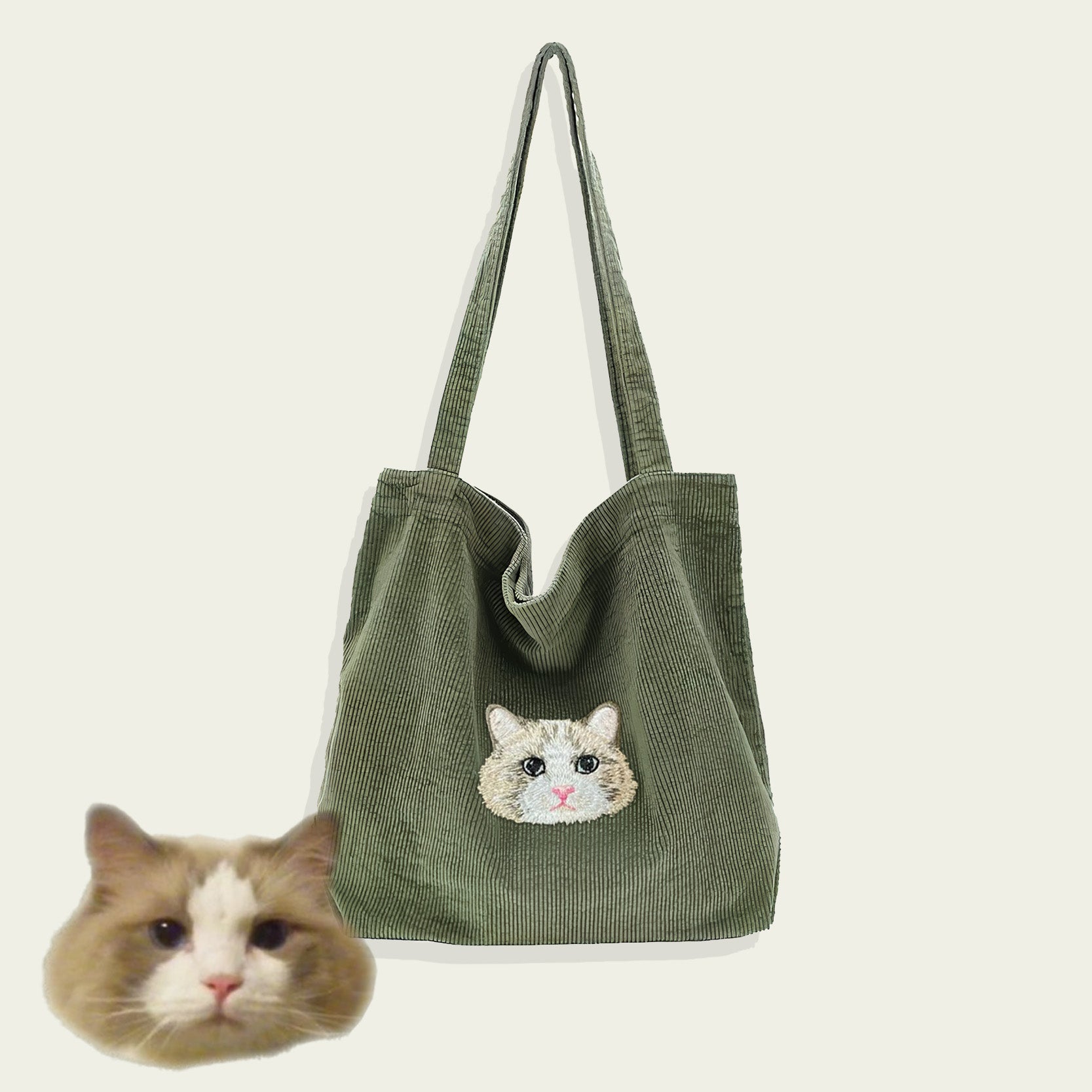 Custom Embroidered Pet Portrait Canvas Tote Bag – CustomMyBuddy